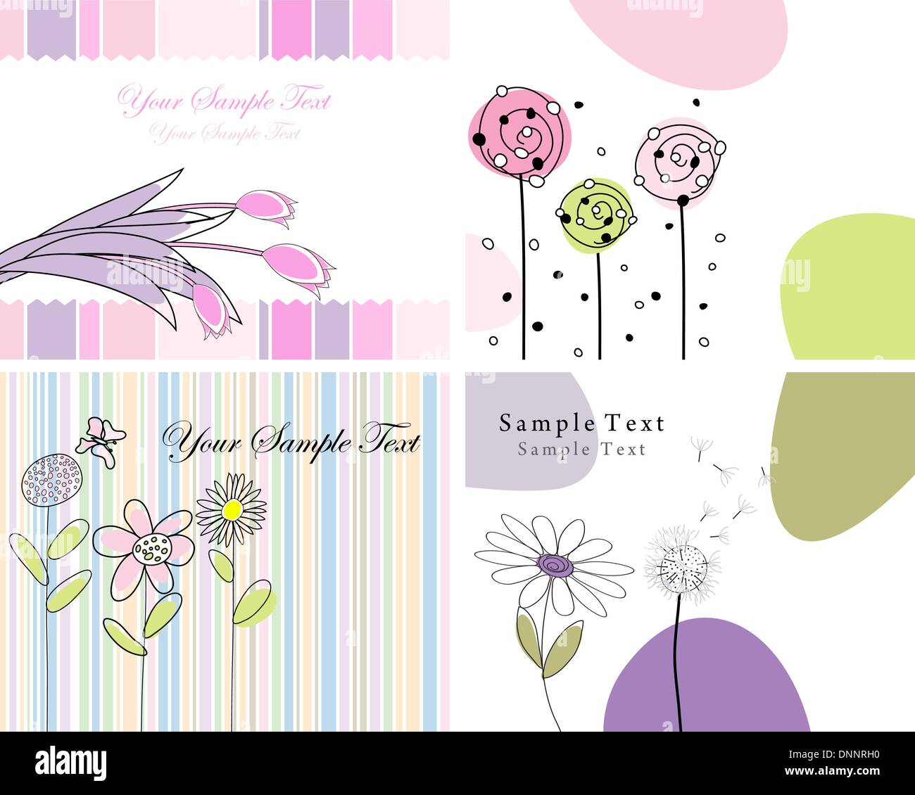 Set of four vector greeting cards for design use Stock Vector Image ...