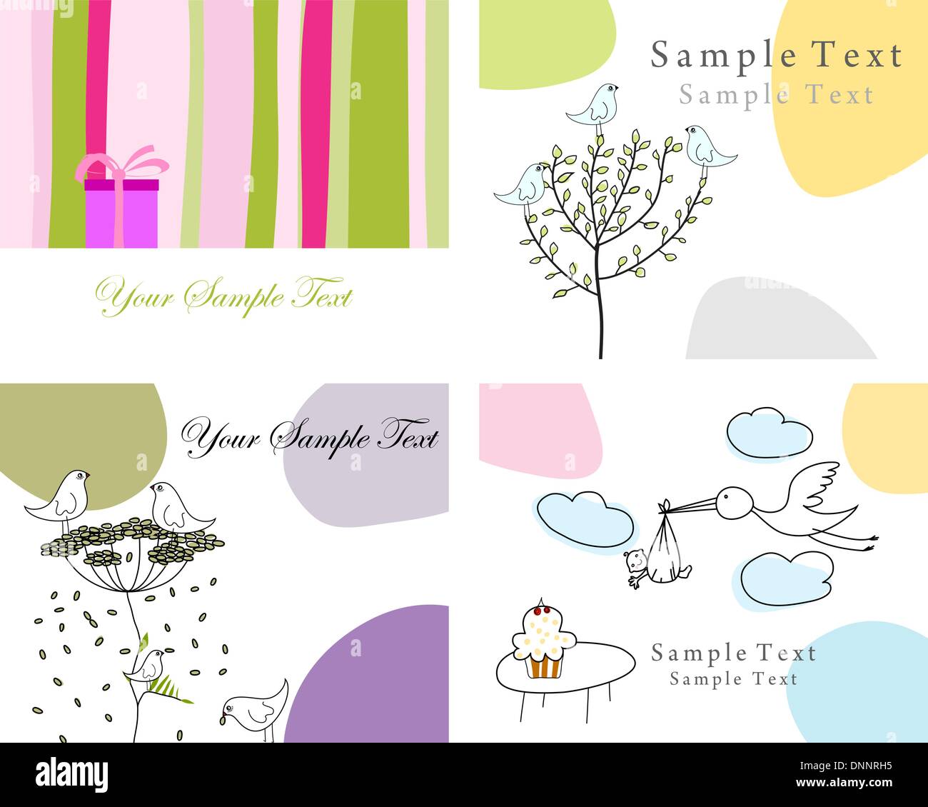 Set of four vector greeting cards for design use Stock Vector Image ...