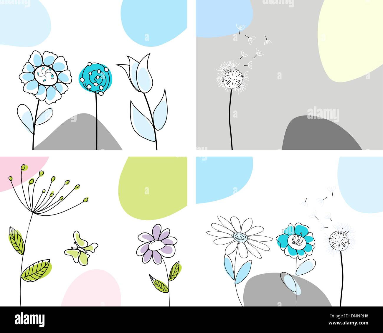 Set of four vector greeting cards for design use Stock Vector Image ...