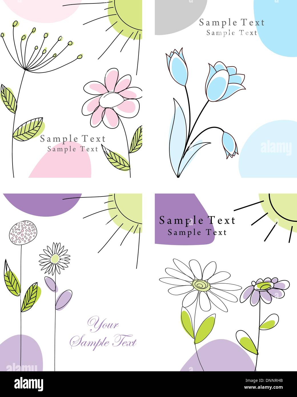 Set of four vector greeting cards for design use Stock Vector Image ...