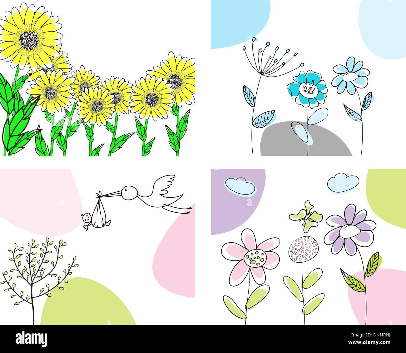 Set of four vector greeting cards for design use Stock Vector Image ...