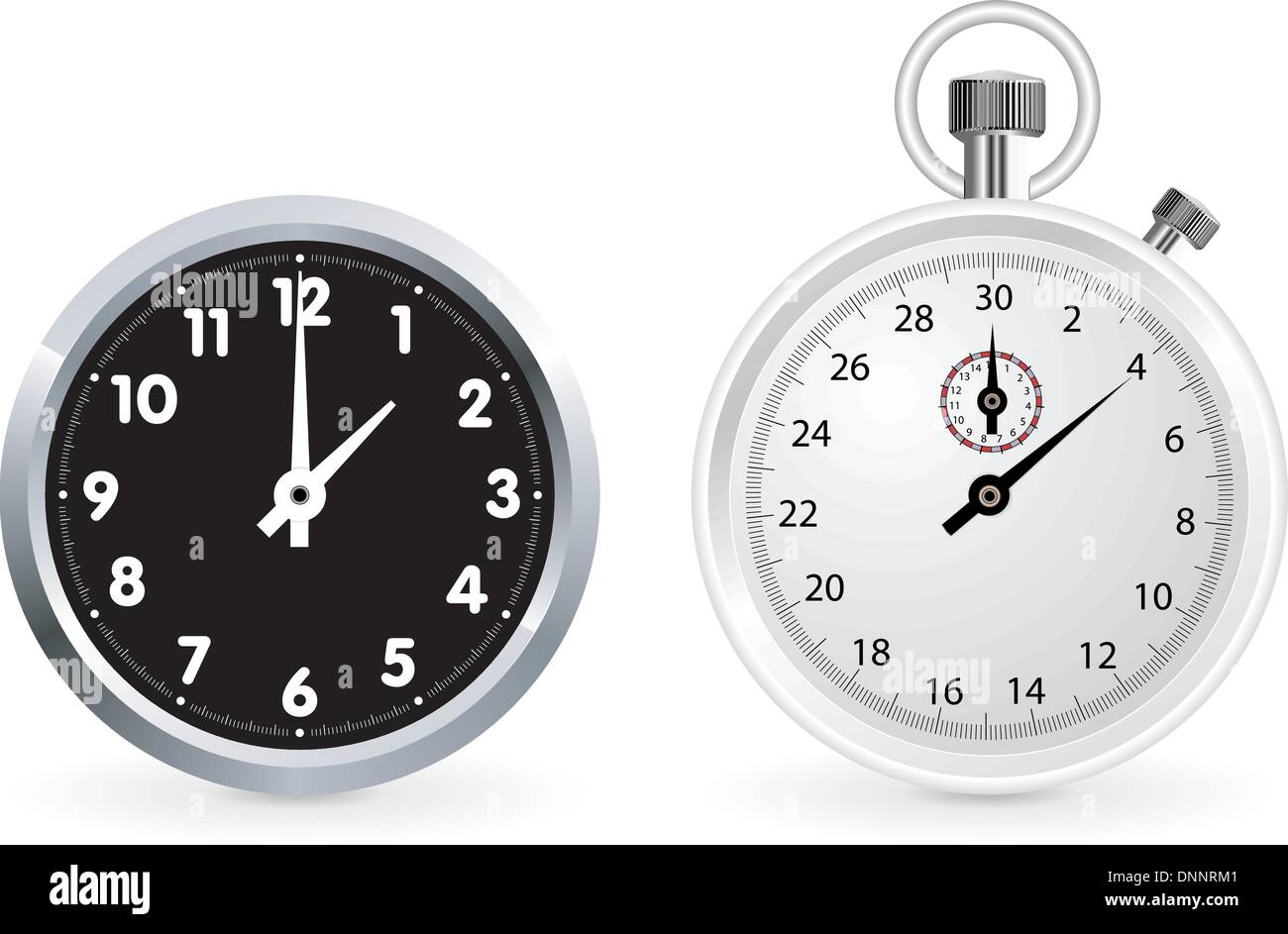 Realistic clock and stopwatch illustration isolated on white background ...