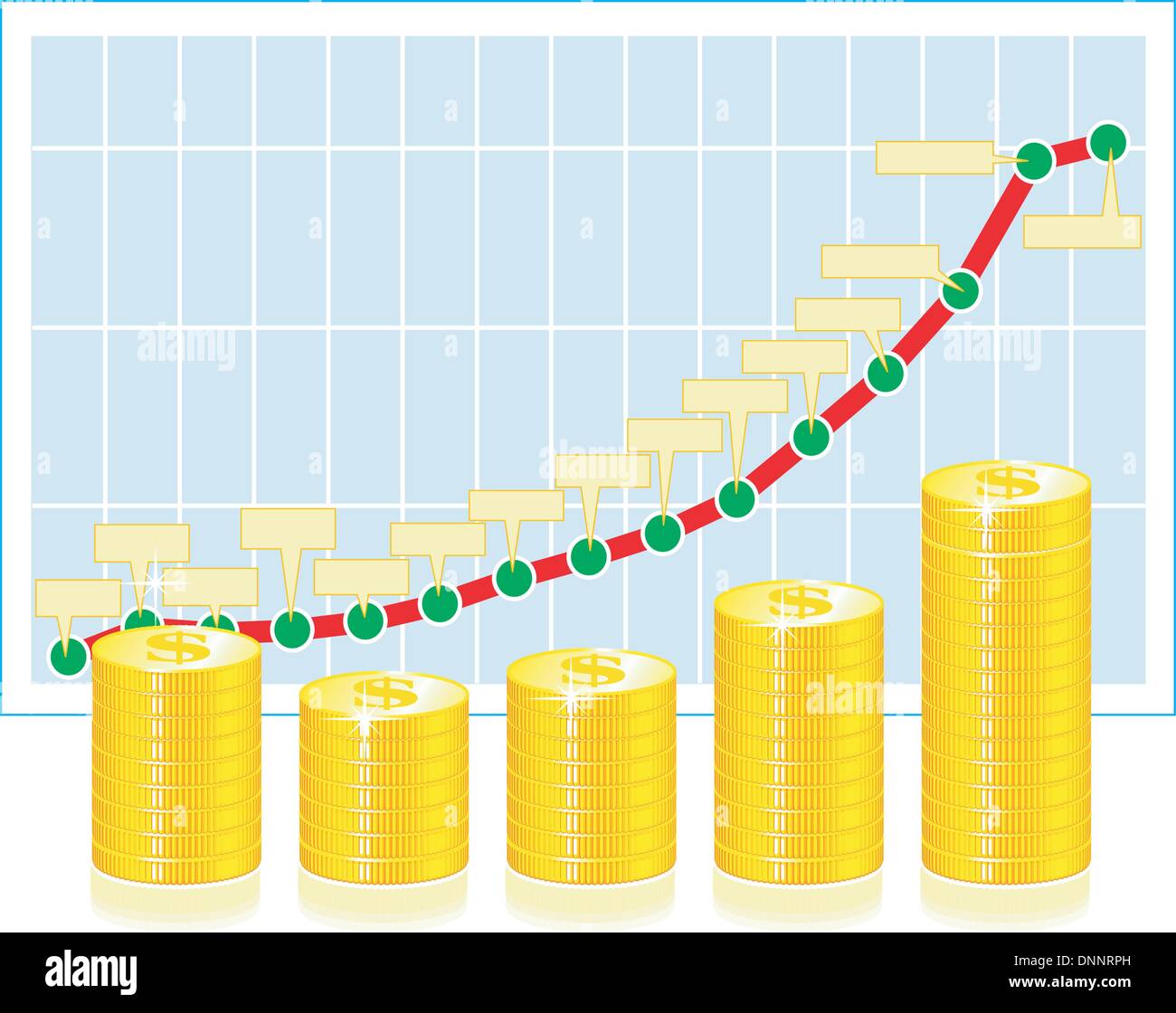 Stack of coins graph Stock Vector Images - Alamy