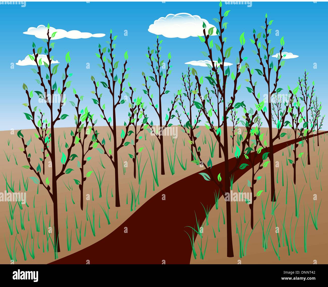 Spring background. Nature landscape after sleep Stock Vector Image ...