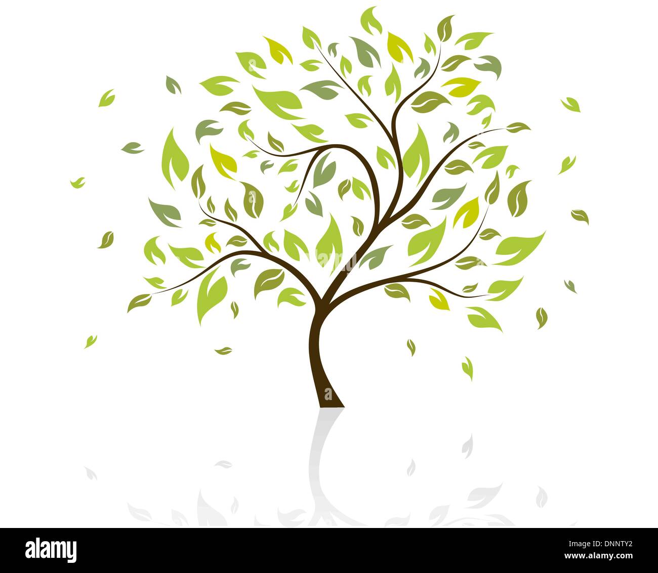 Vector illustration of tree with falling leaves Stock Vector Image ...