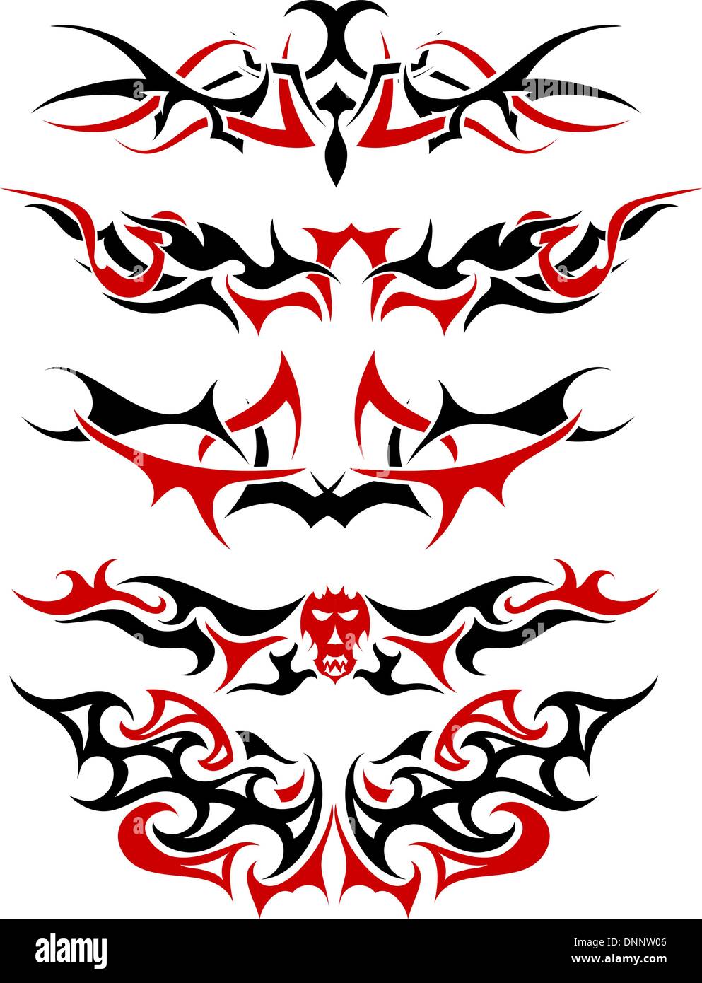 Patterns of black and red tribal tattoo for design use Stock Vector ...