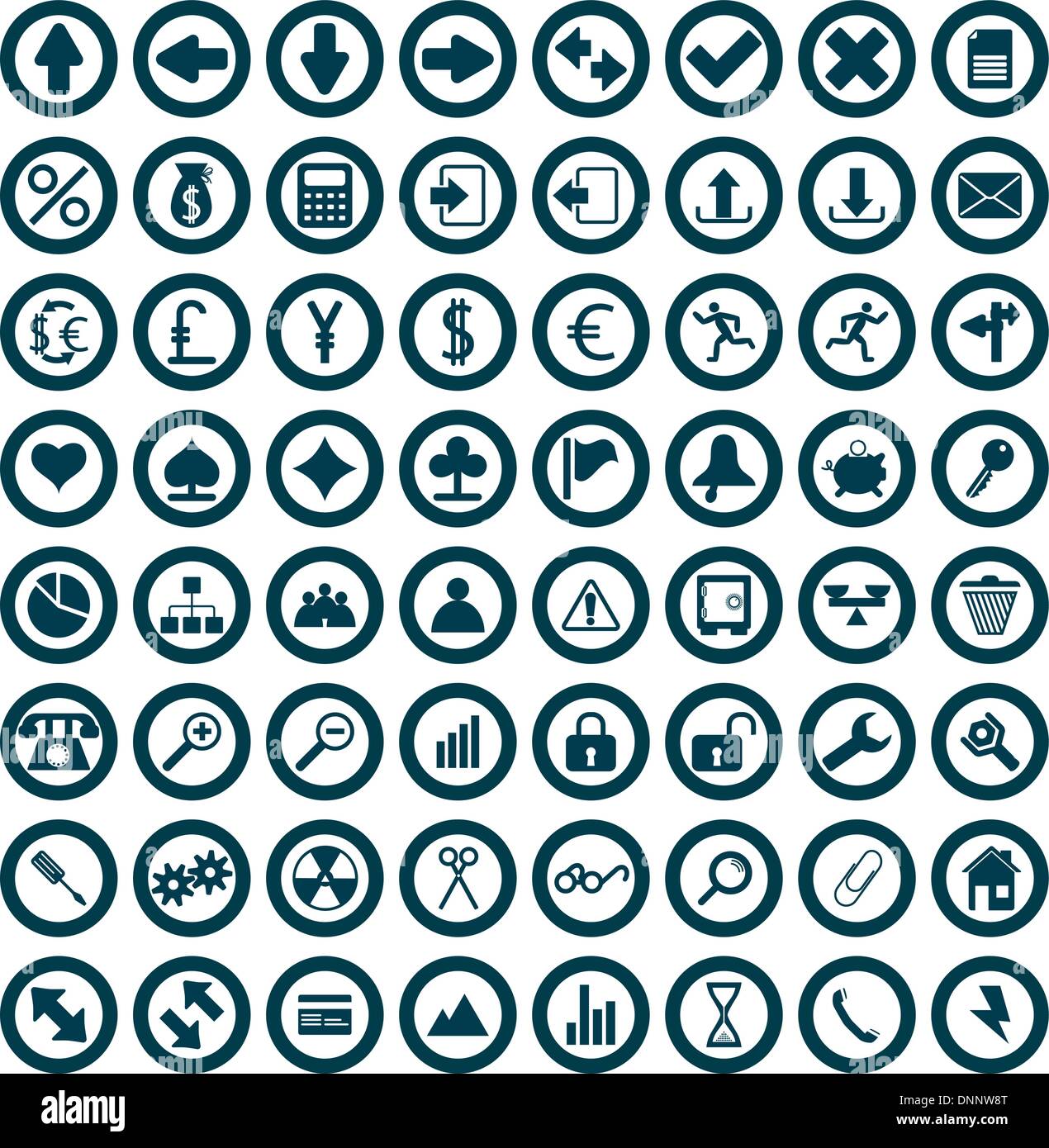 Biggest collection of different icons for using in web design Stock ...