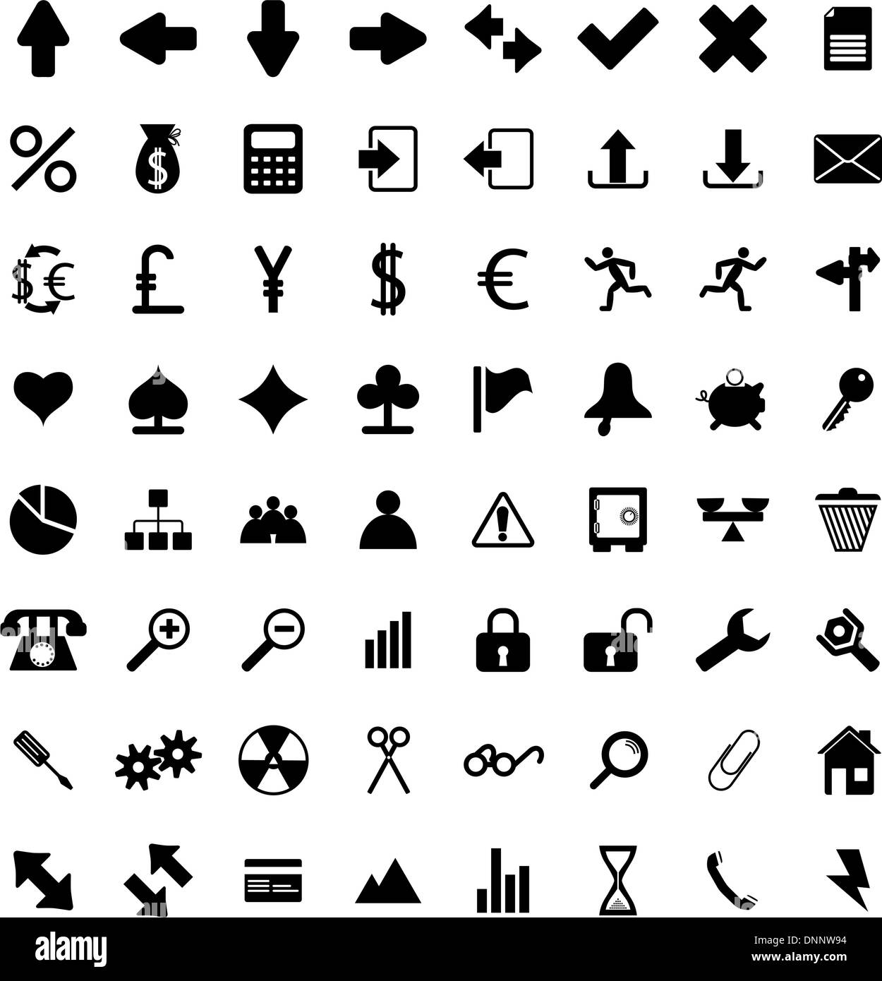 Biggest collection of different icons for using in web design Stock ...