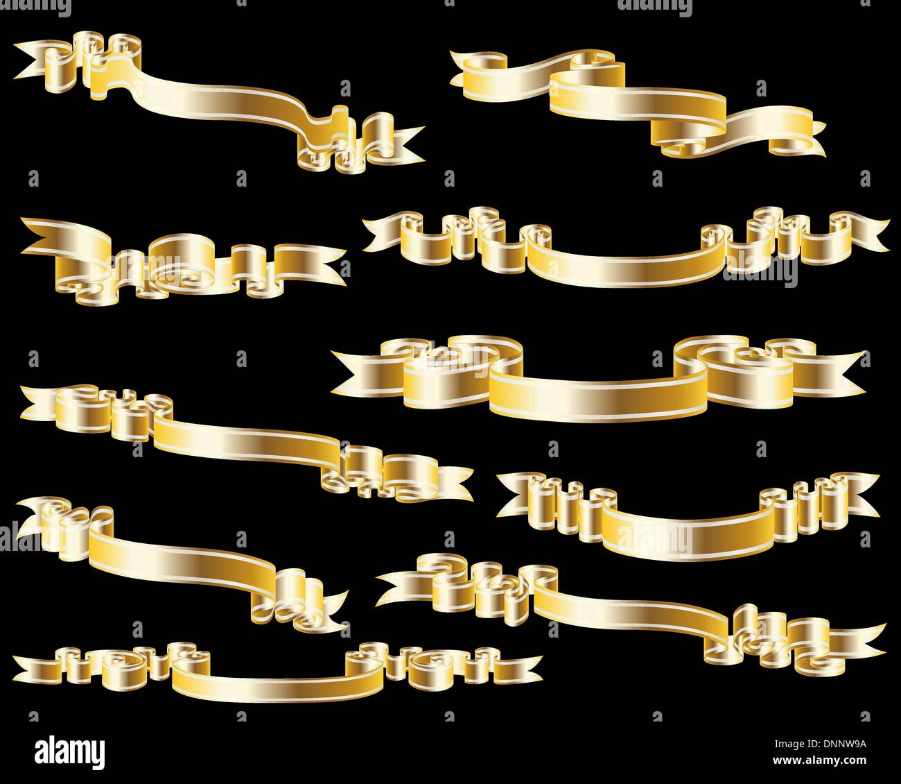 Set of golden color ribbon. Vector illustration Stock Vector Image ...