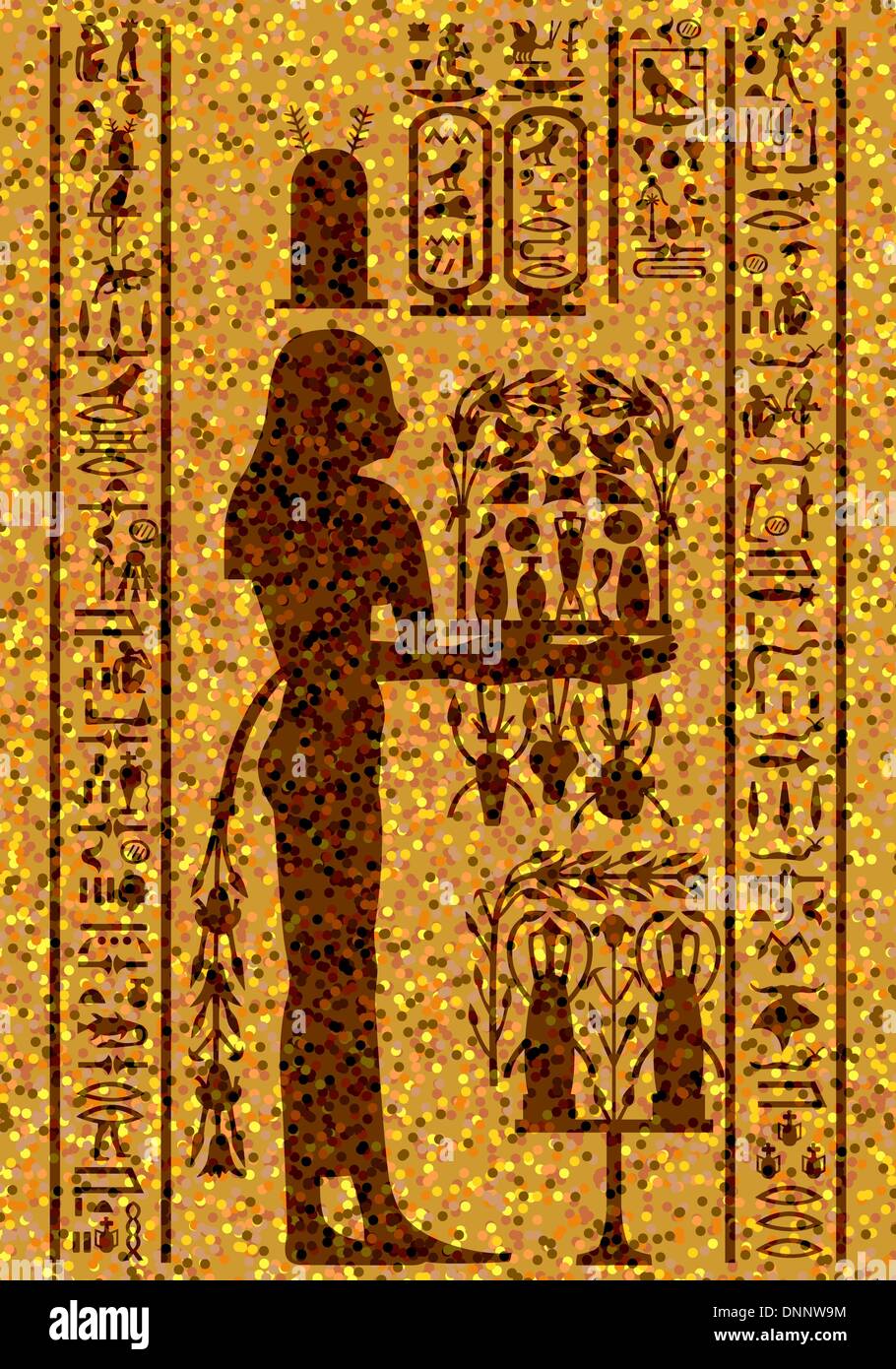 Egyptian hieroglyphs and fresco. Vector illustration Stock Vector Image ...