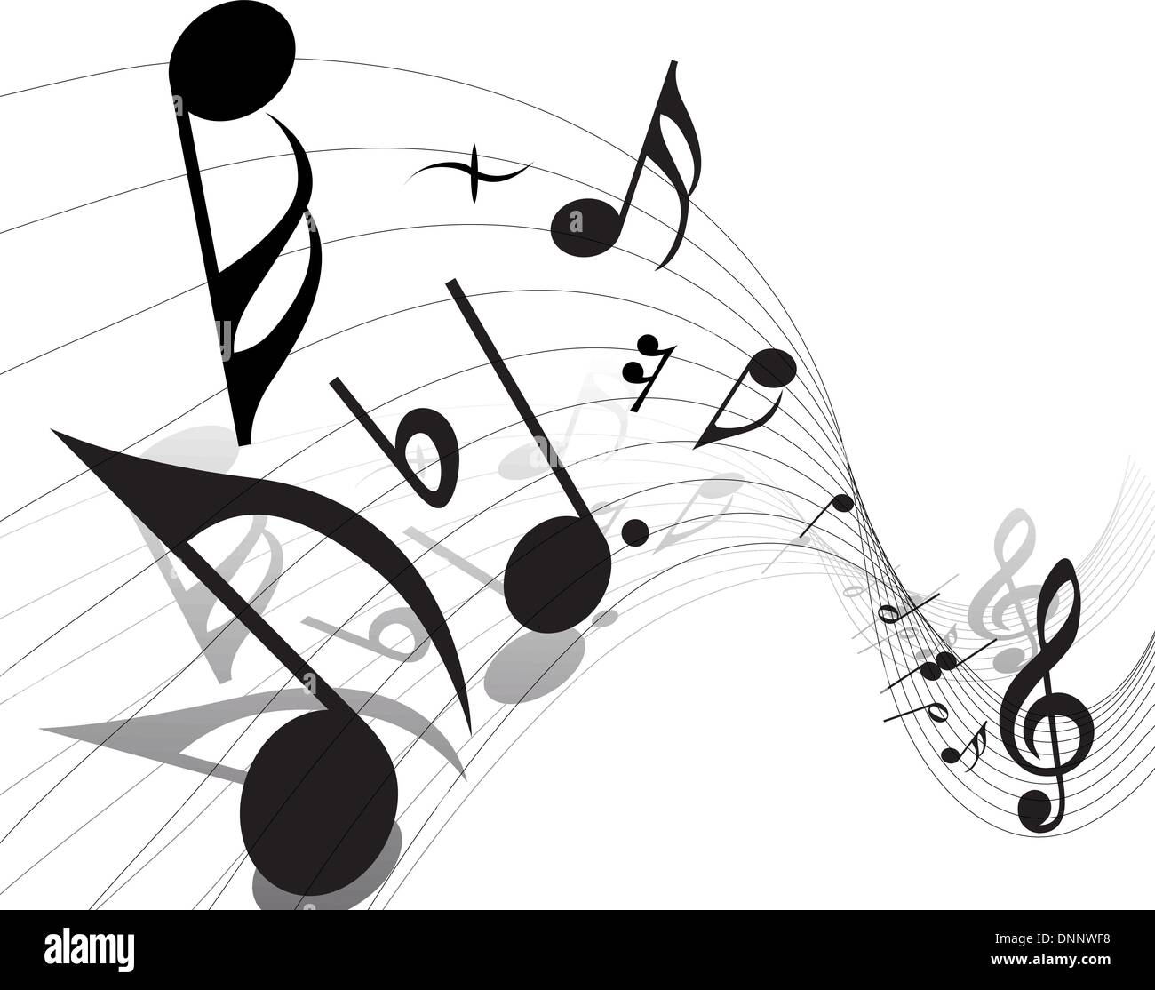 Vector musical notes staff background for design use Stock Vector Image ...