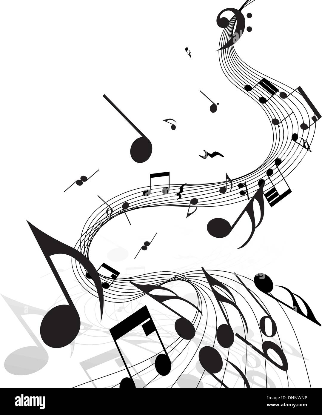 Vector musical notes staff background for design use Stock Vector Image ...