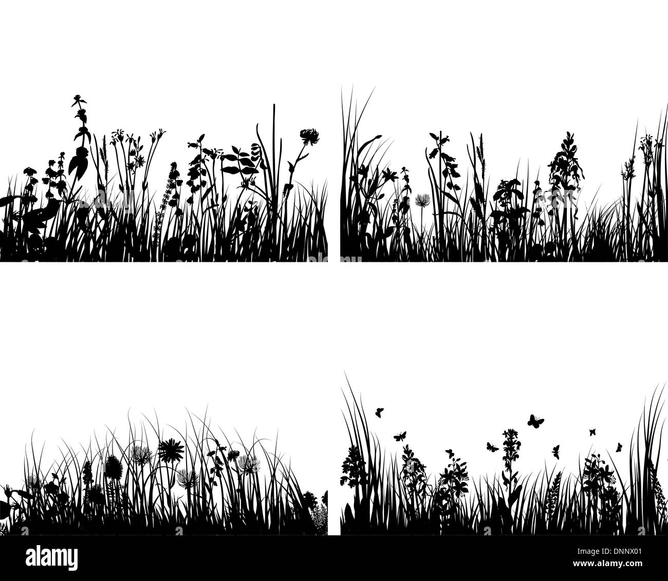 Set of four vector grass silhouettes backgrounds Stock Vector Image ...
