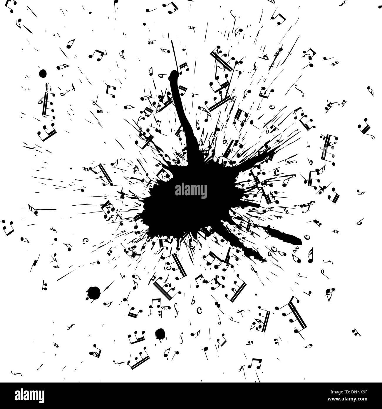 Musical notes flying from grunge blob. EPS 8 Vector illustration Stock ...