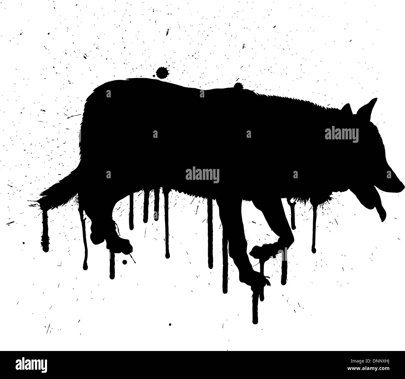 Silhouette of black grunge wolf. Vector illustration Stock Vector Image ...