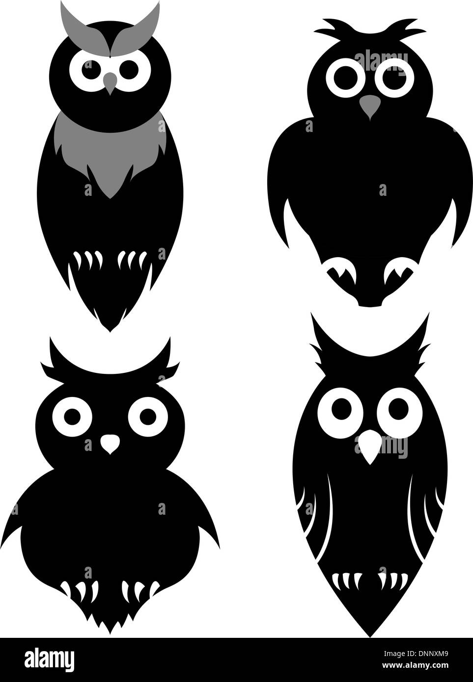 Set of halloween black owl. Vector illustration Stock Vector Image ...