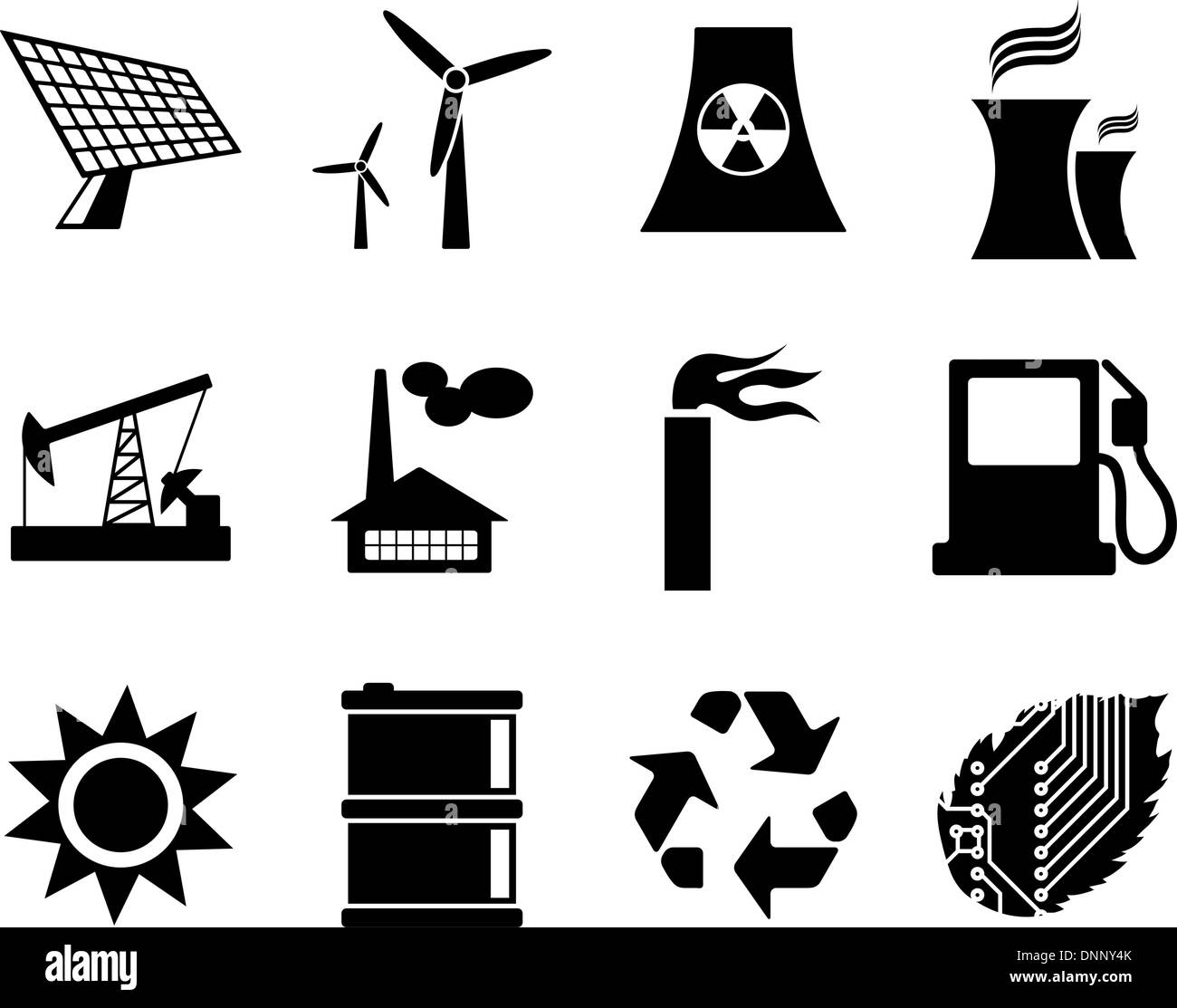 Electricity, power and energy icon set. Vector illustration Stock ...
