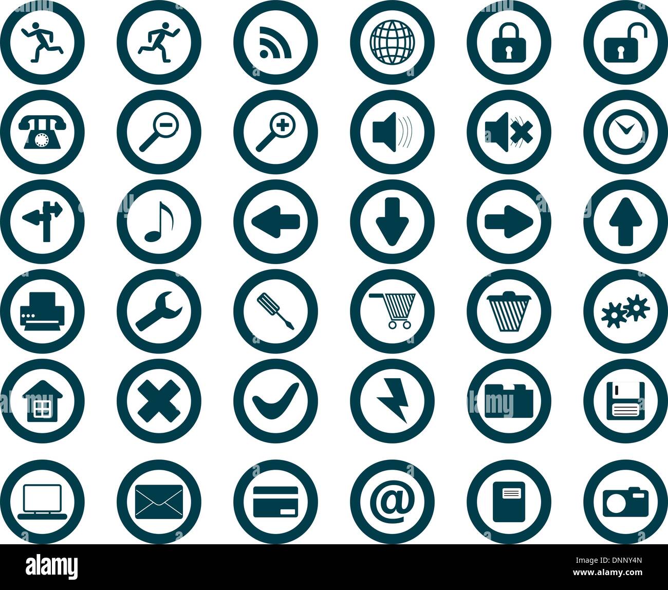 Biggest collection of different icons for using in web design Stock ...