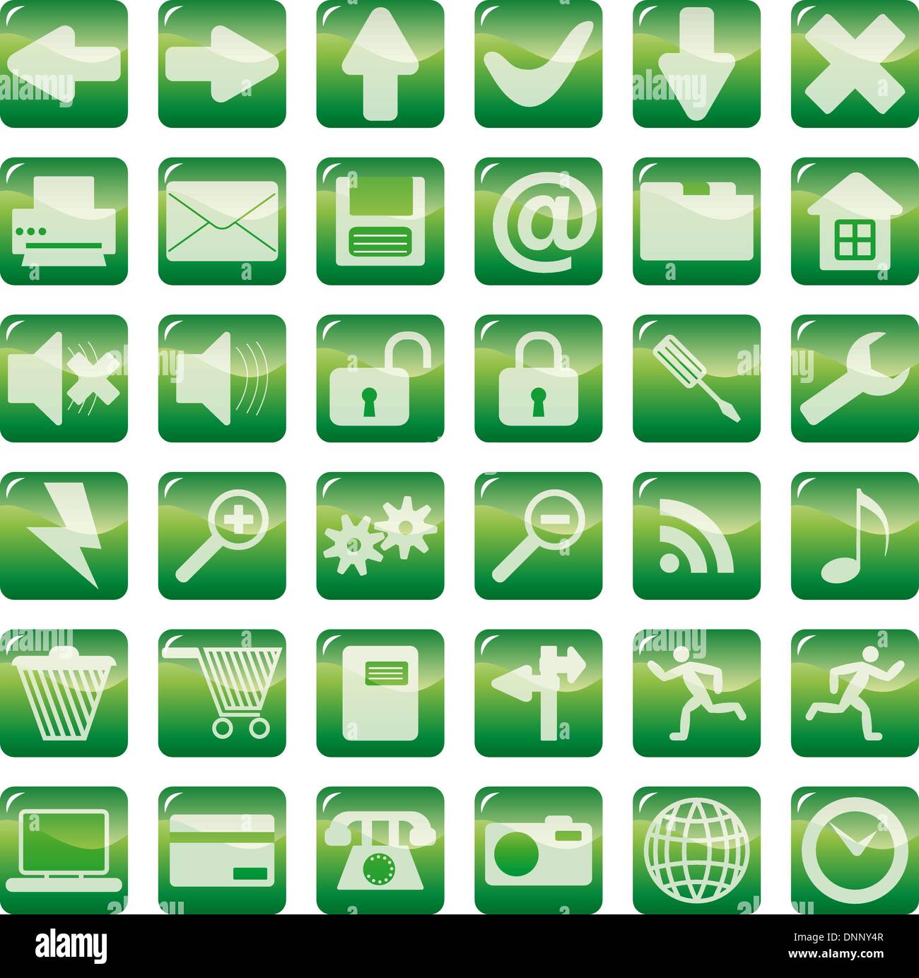 Collection of green internet icons with glares Stock Vector Image & Art ...
