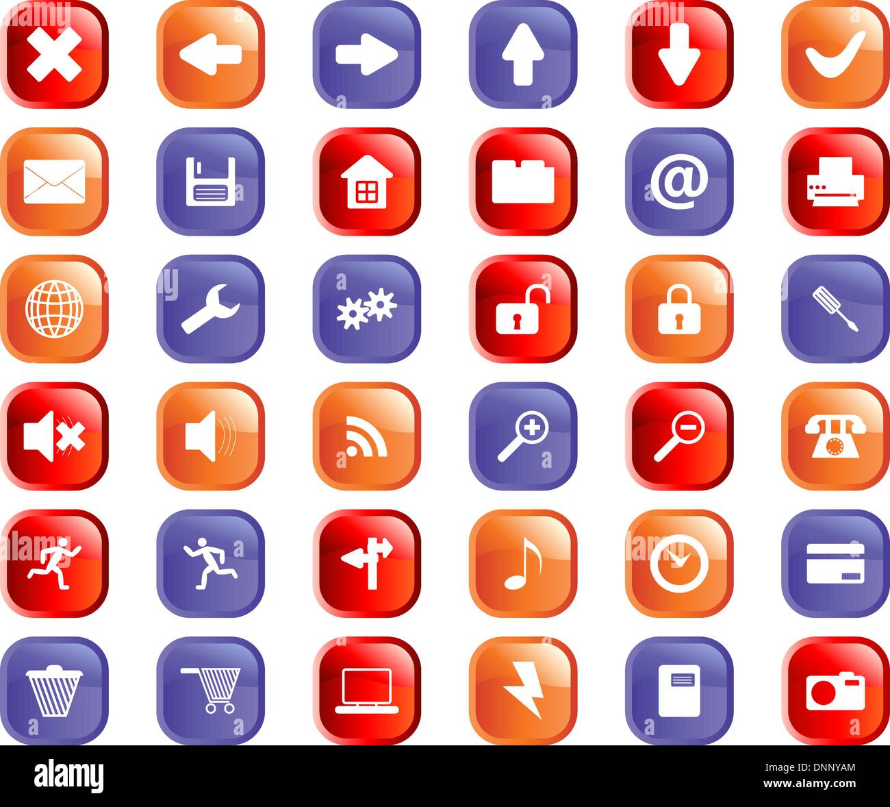 Biggest collection of different icons for using in web design Stock ...