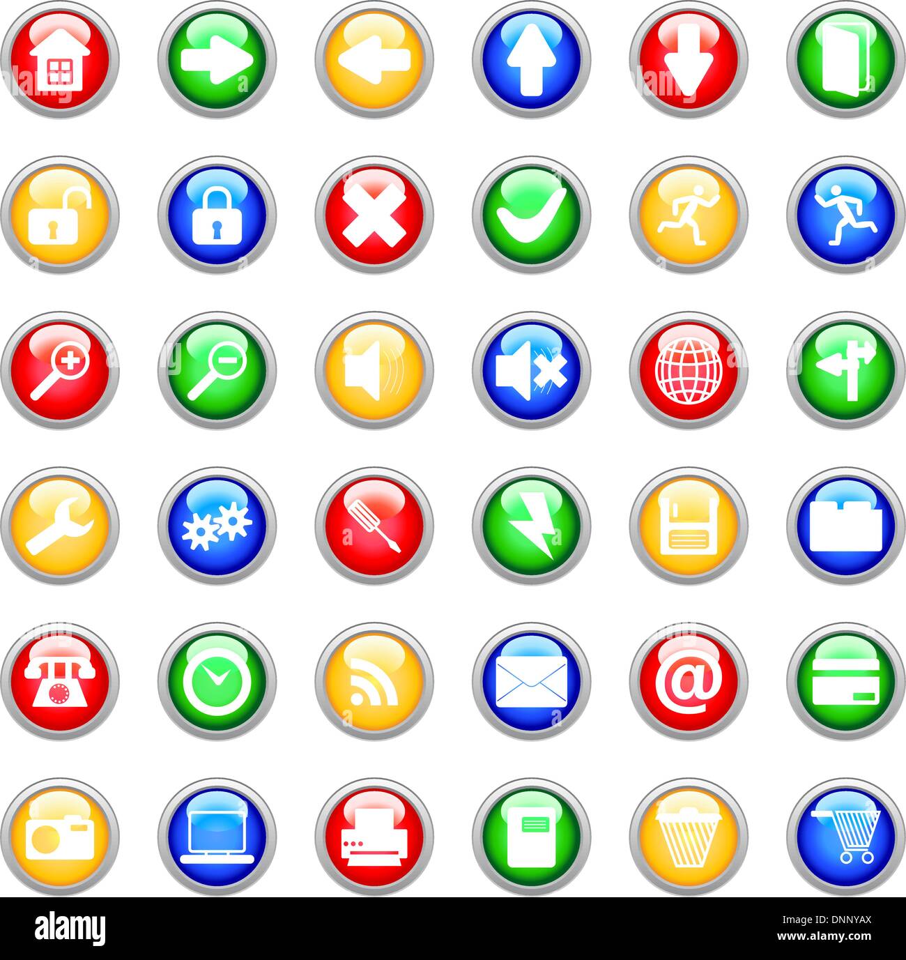 Biggest collection of different icons for using in web design Stock ...