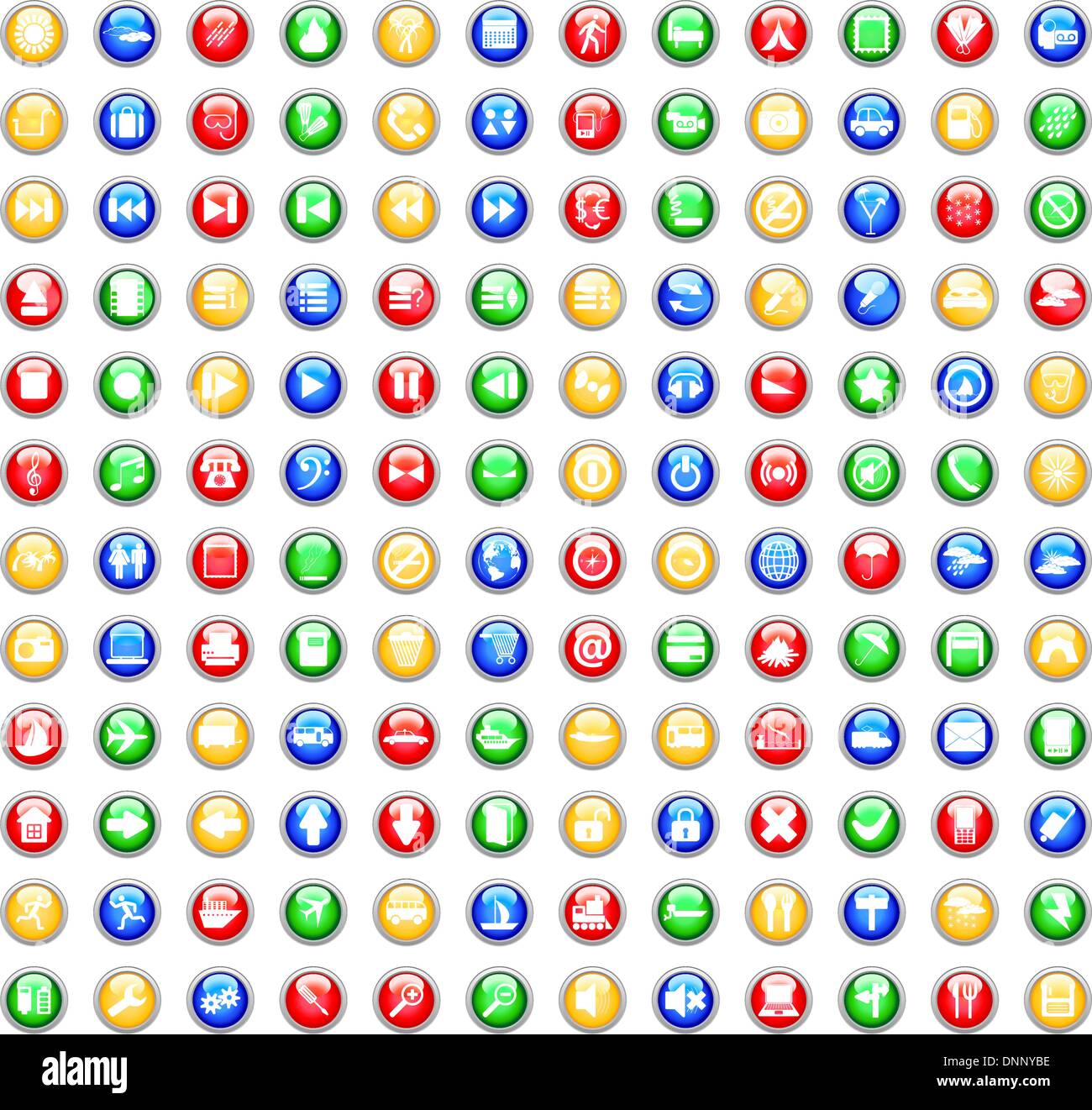 Biggest collection of different icons for using in web design Stock ...