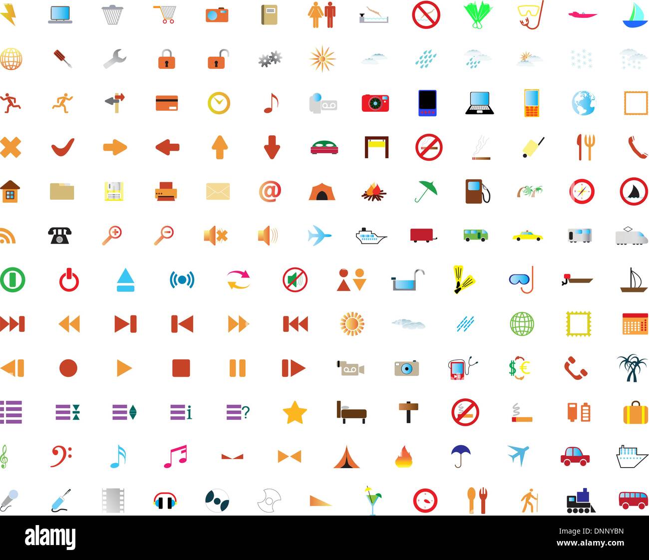 Biggest collection of different icons for using in web design Stock ...