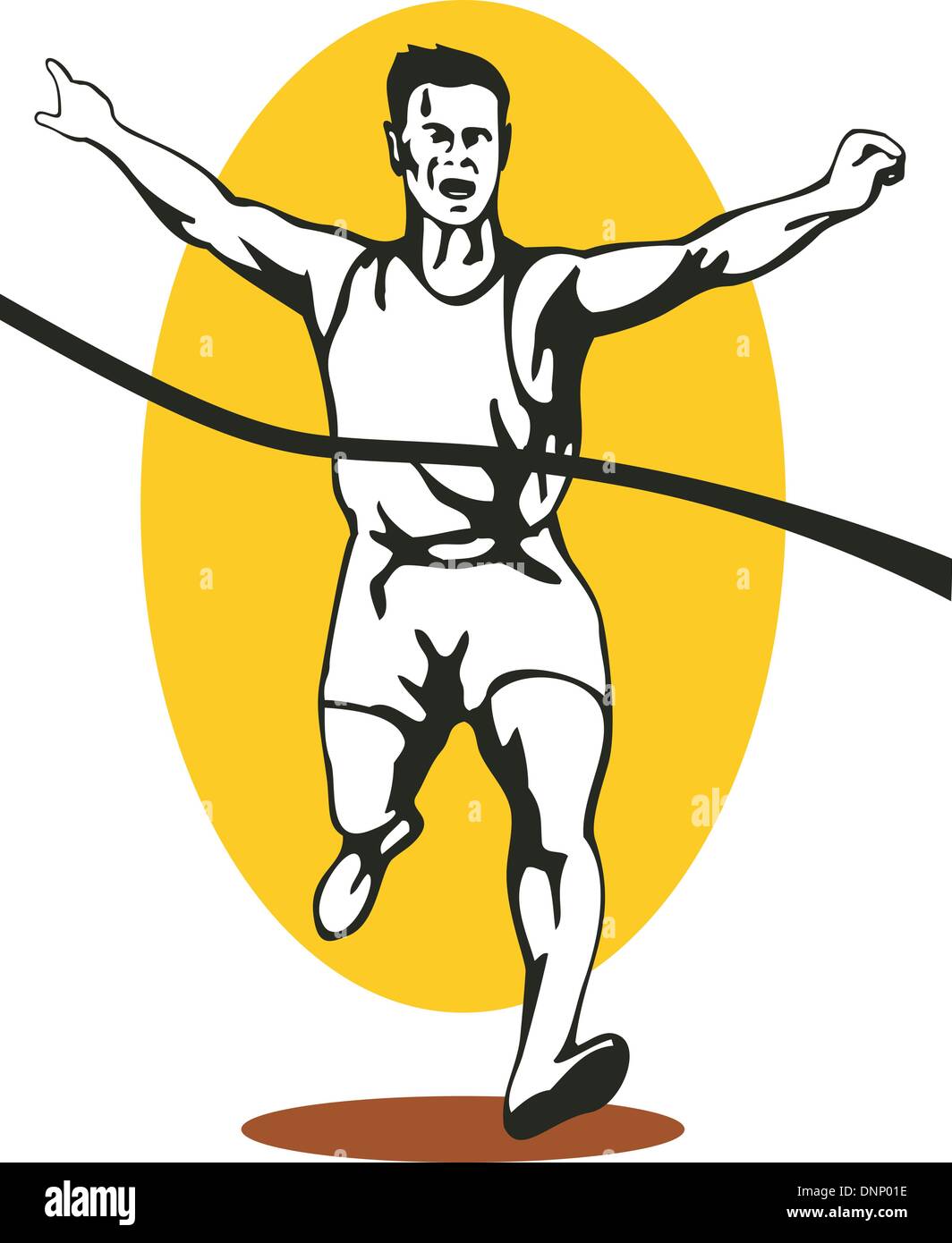 Illustration of sprinter runner in the finish line front view isolated ...