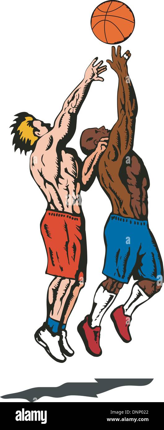 illustration of a basketball player rebounding isolated on white ...