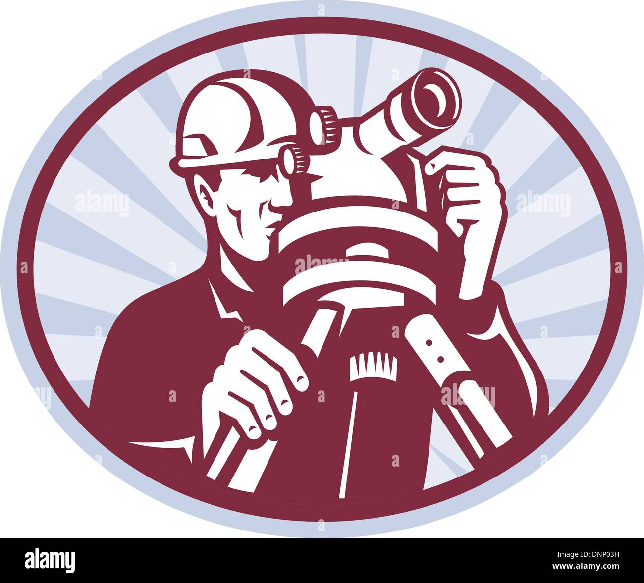 Illustration of surveyor civil geodetic engineer worker with theodolite ...