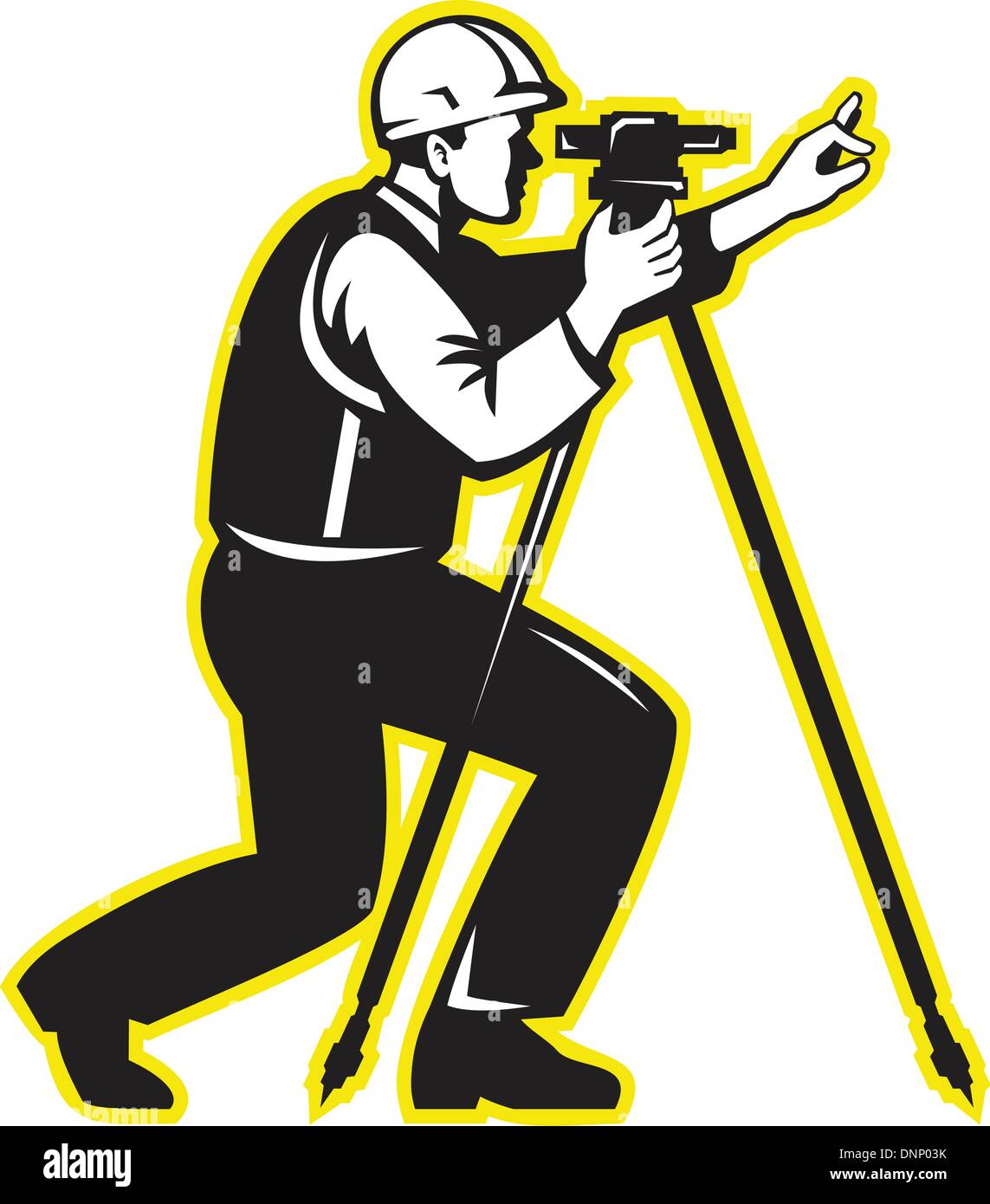 Illustration of surveyor civil geodetic engineer worker with theodolite ...