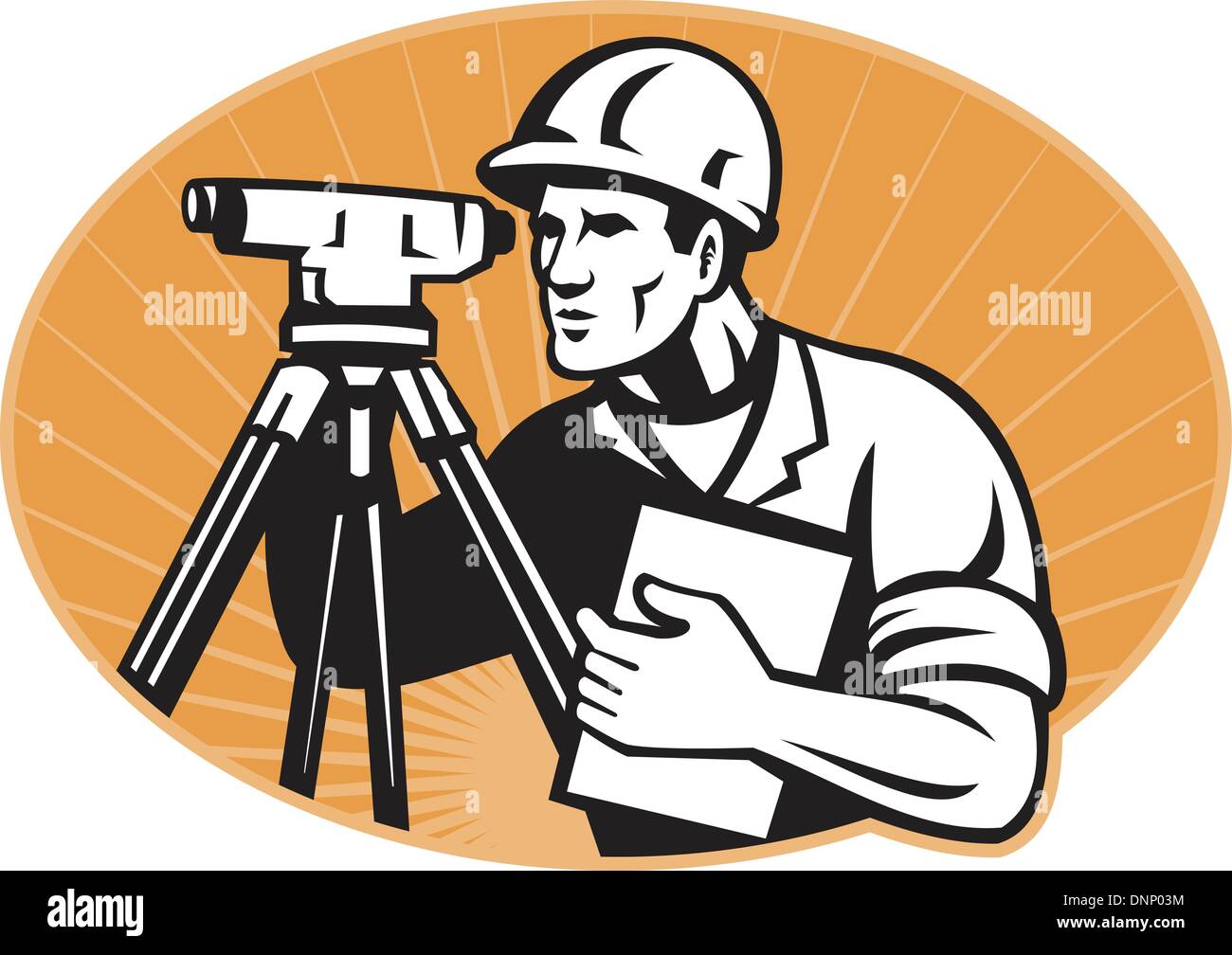 Illustration of surveyor civil geodetic engineer worker with theodolite ...