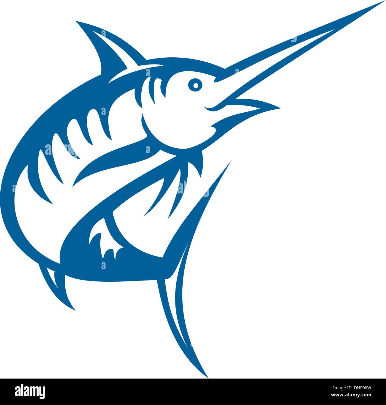 illustration of a blue marlin fish jumping isolated on white Stock ...