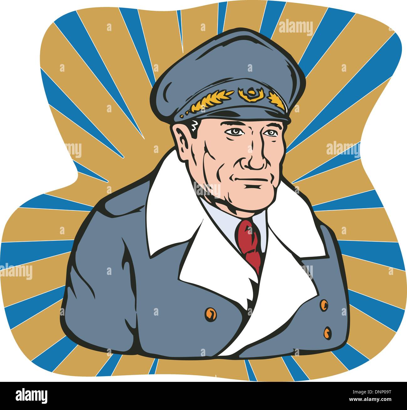 Illustration of a General in the army military done in retro style ...