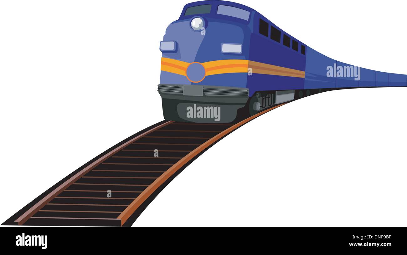 Illustration of a train heading front isolated on white background done ...