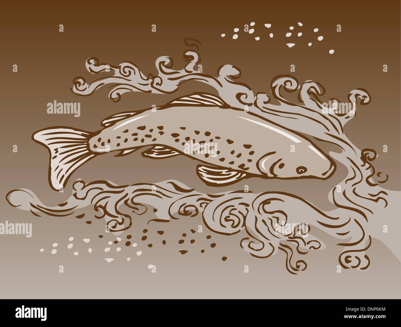 sketch style vector illustration of a speckled trout swimming ...