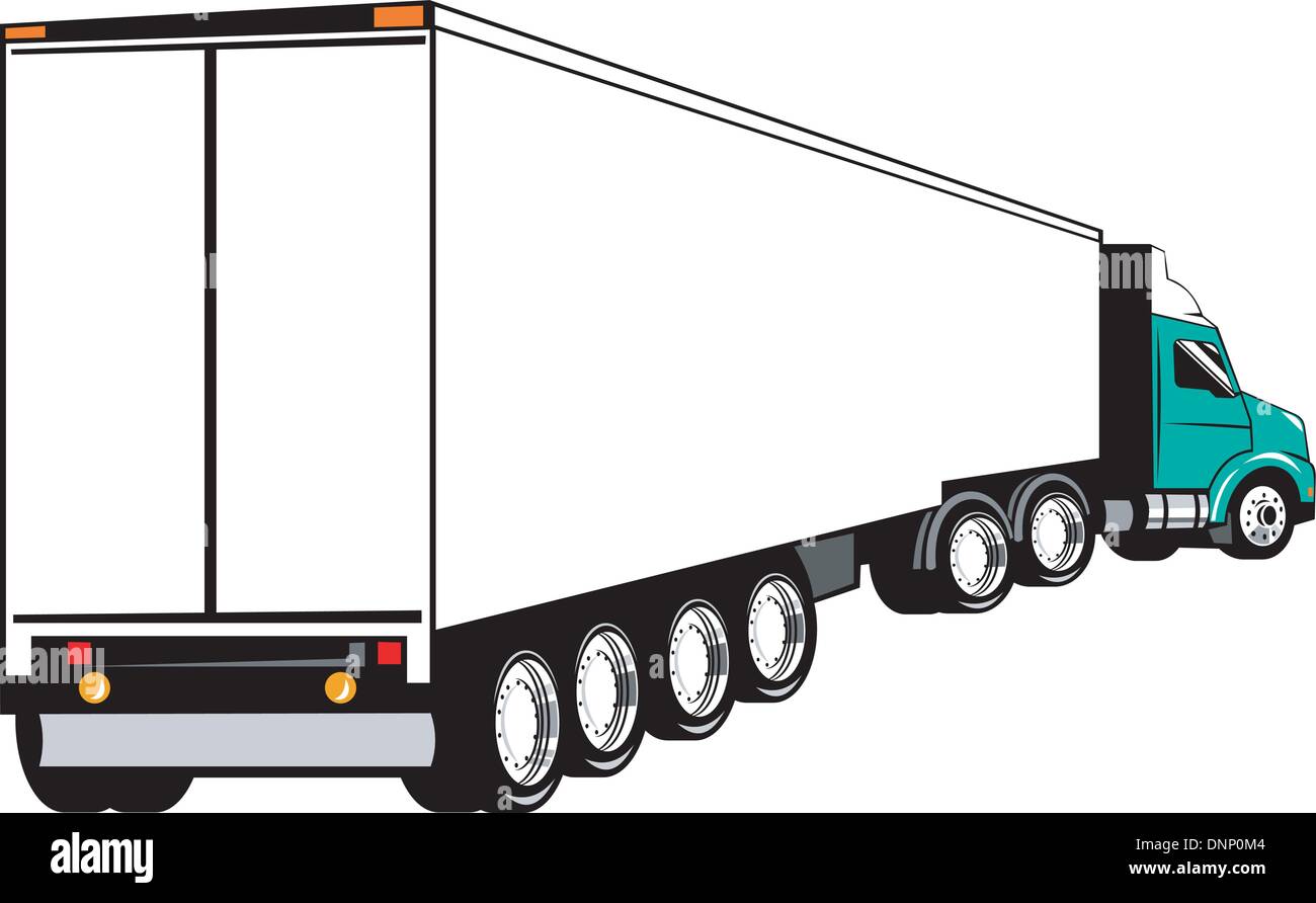 illustration of a container truck lorry done in retro style on isolated ...