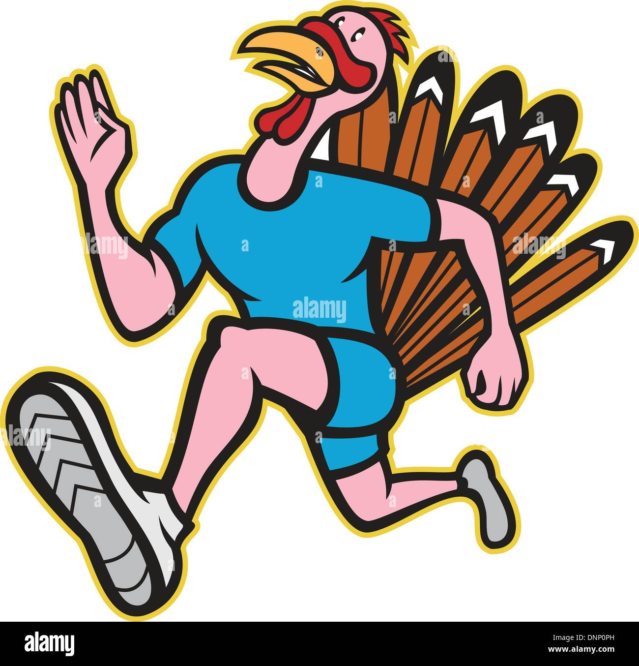 Illustration of a wild turkey run trot running runner viewed from side ...