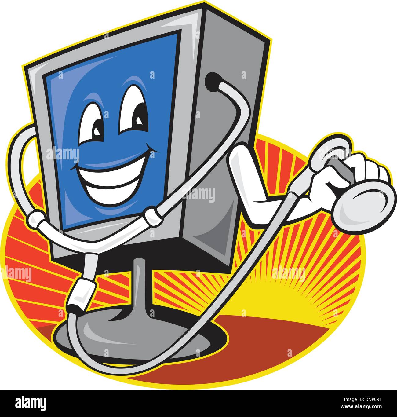 Illustration of computer tv monitor screen with doctor stethoscope done ...