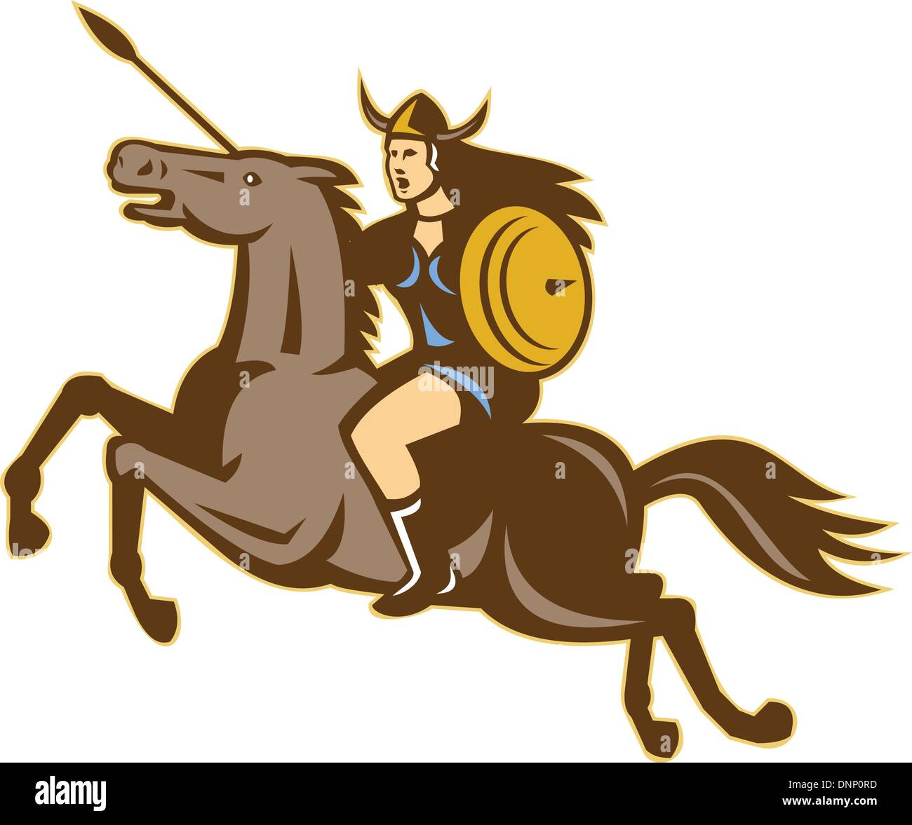 Illustration of valkyrie of Norse mythology female rider warriors ...