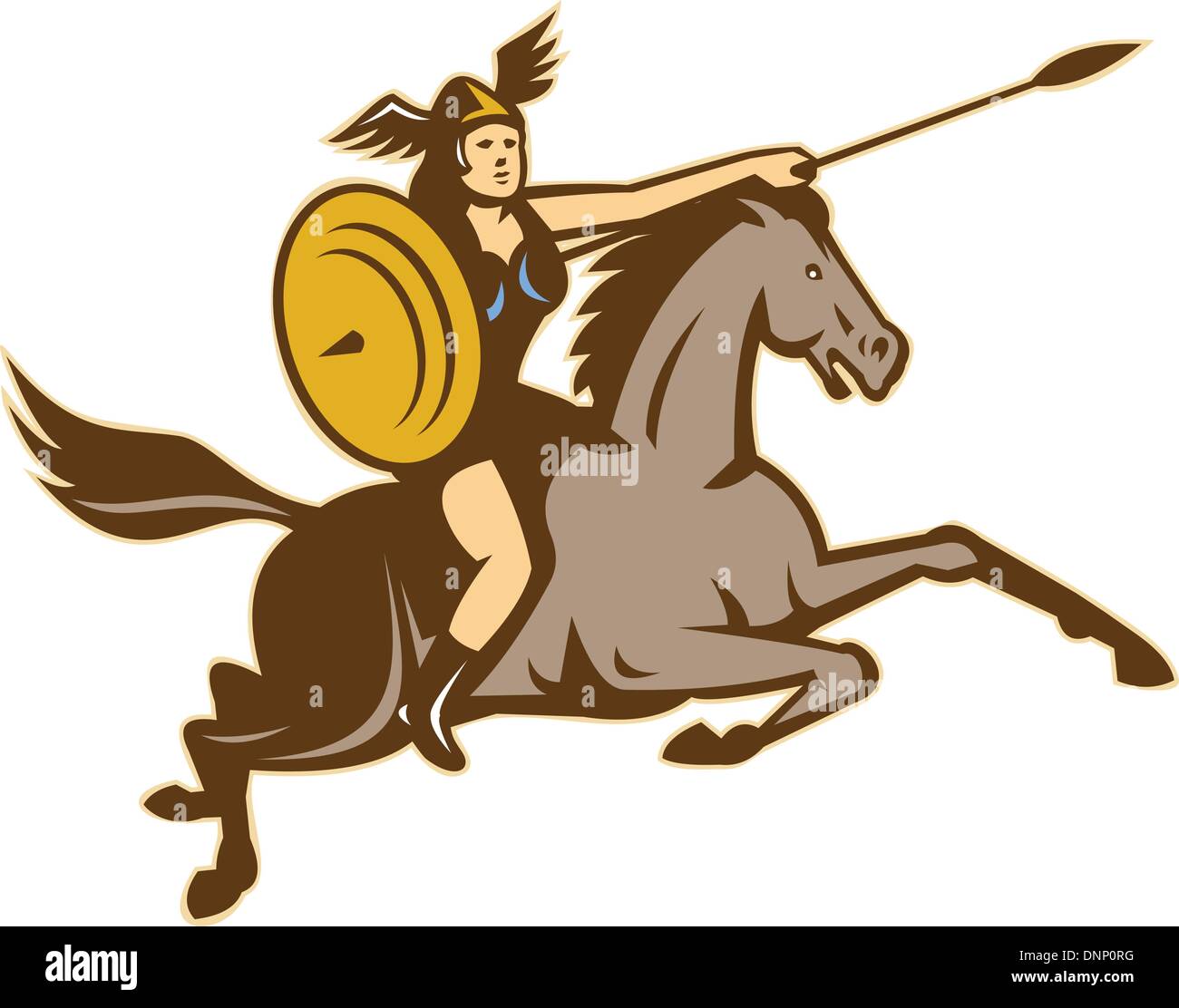 Illustration of valkyrie of Norse mythology female rider warriors ...