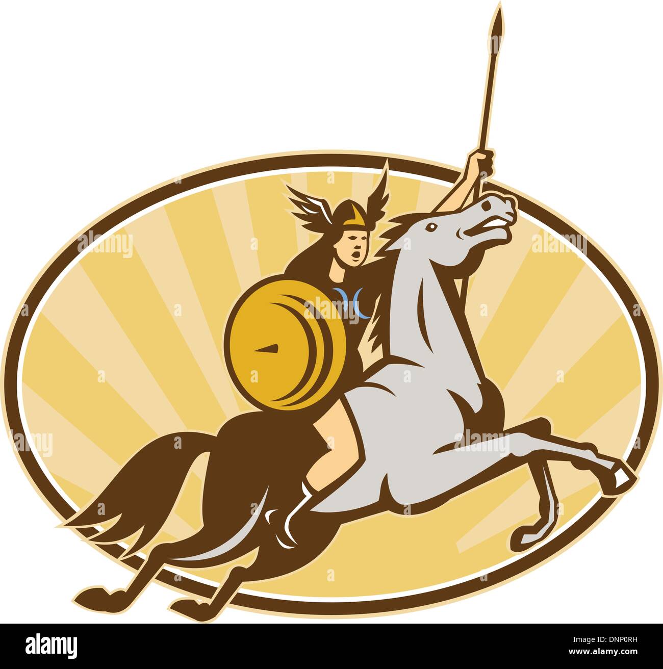 Illustration of valkyrie of Norse mythology female rider warriors ...