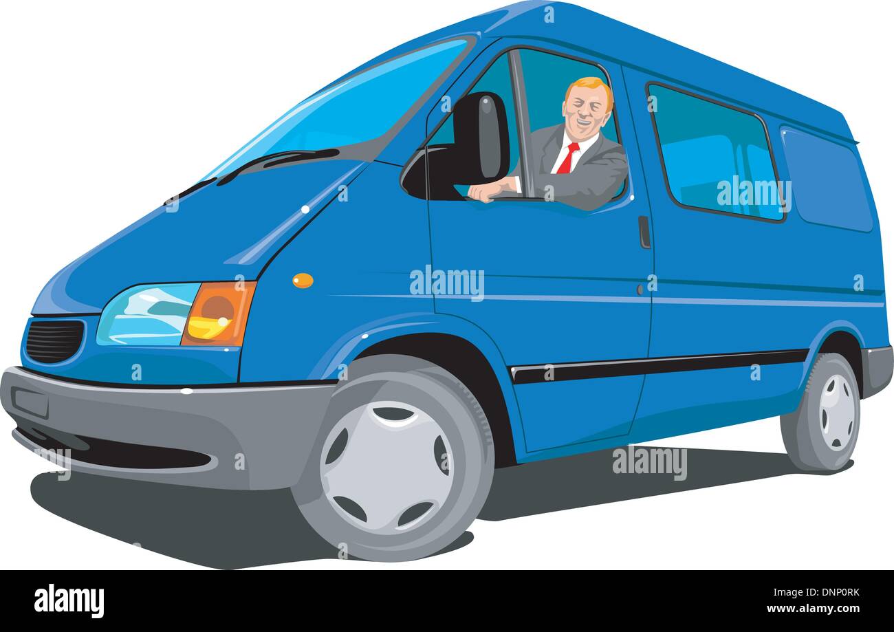 Illustration of a closed delivery van done in retro style Stock Vector ...