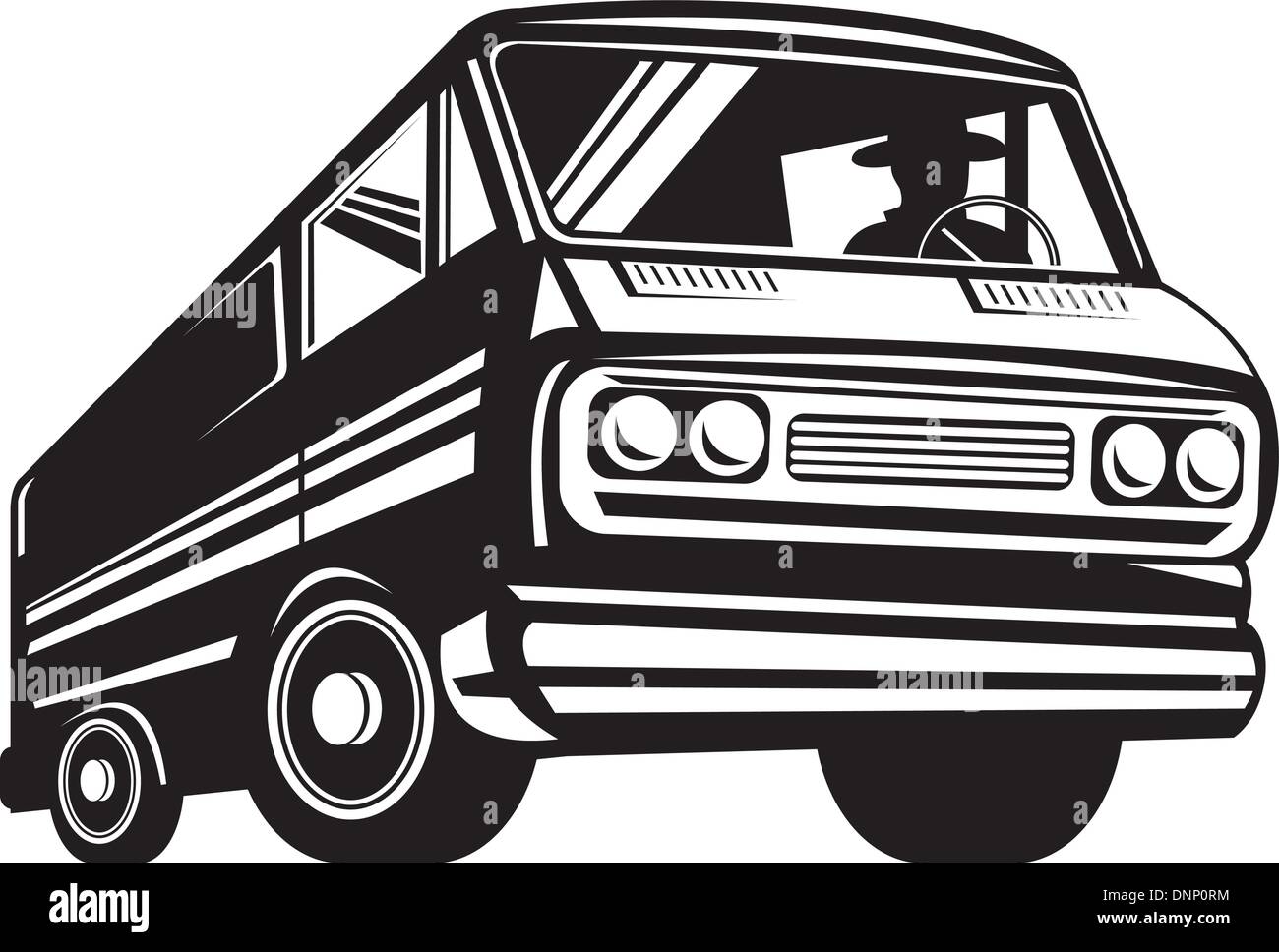 Illustration of a closed delivery van done in retro style Stock Vector ...