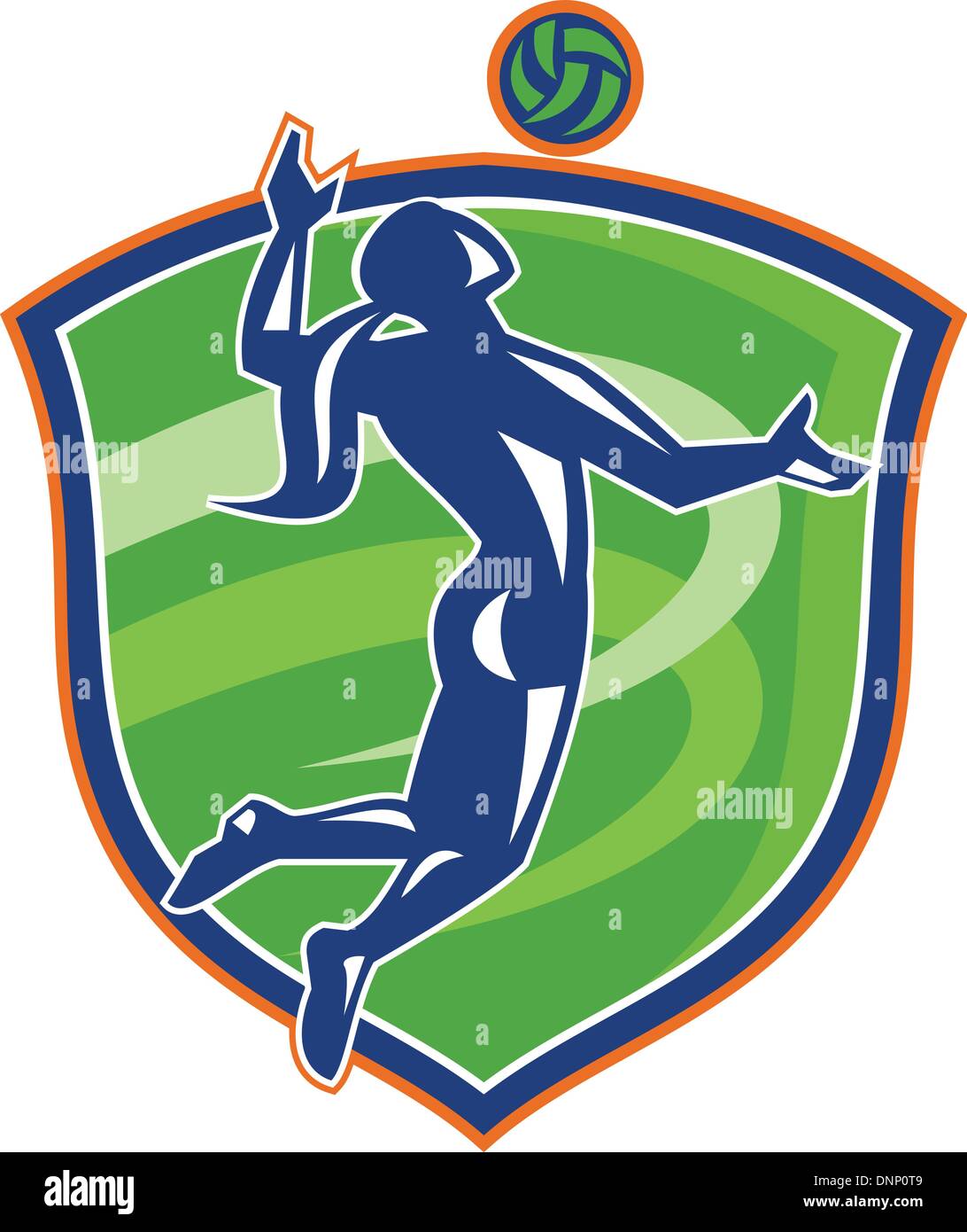 Illustration of a volleyball player spiker spiking hitting ball set ...