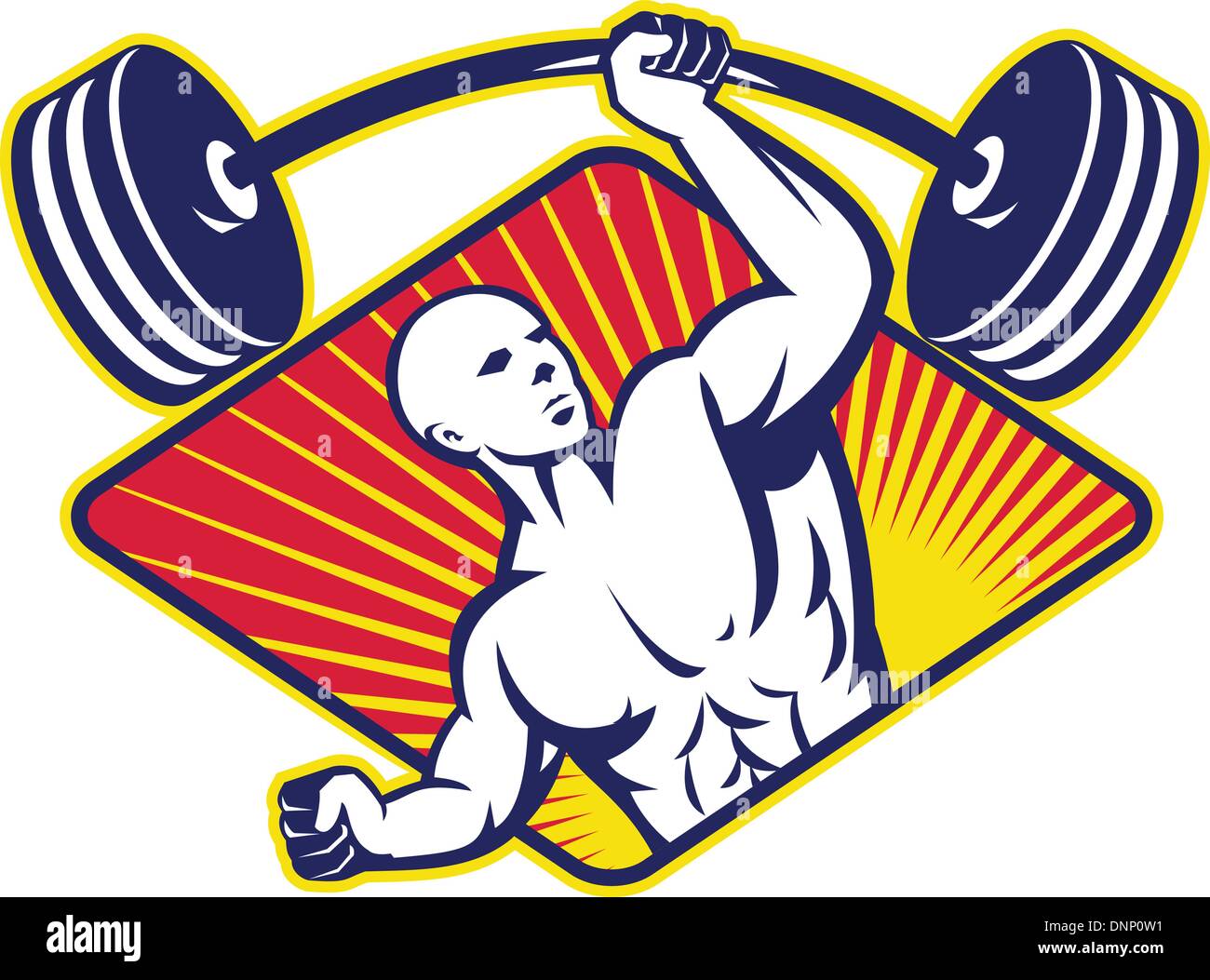 Illustration Of A Male Weight Lifter Body Builder Lifting Barbell