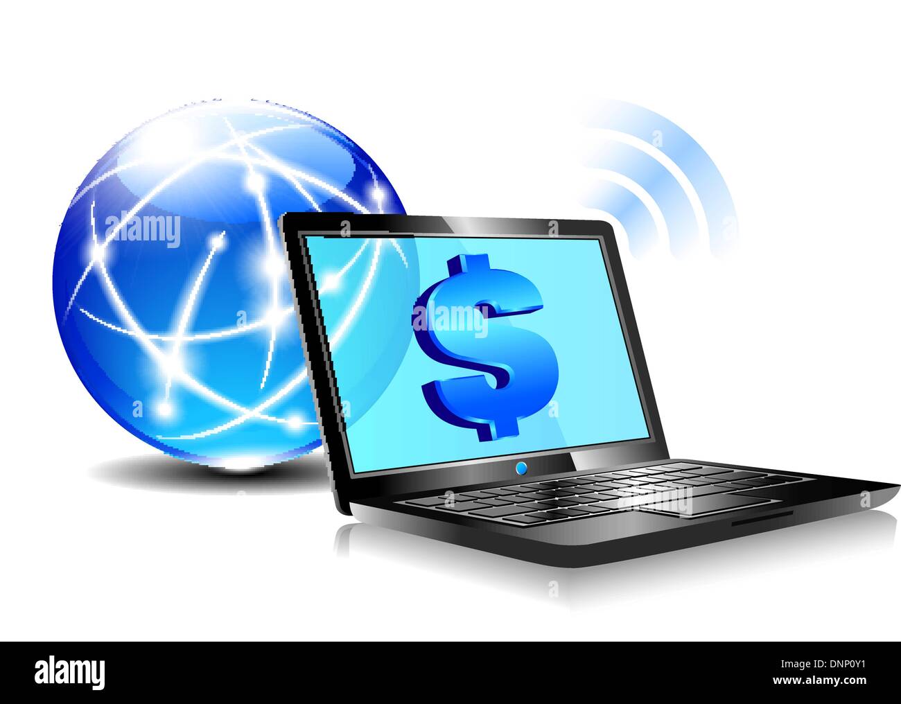 Banking, Computer Laptop payment concept with money symbols for the ...