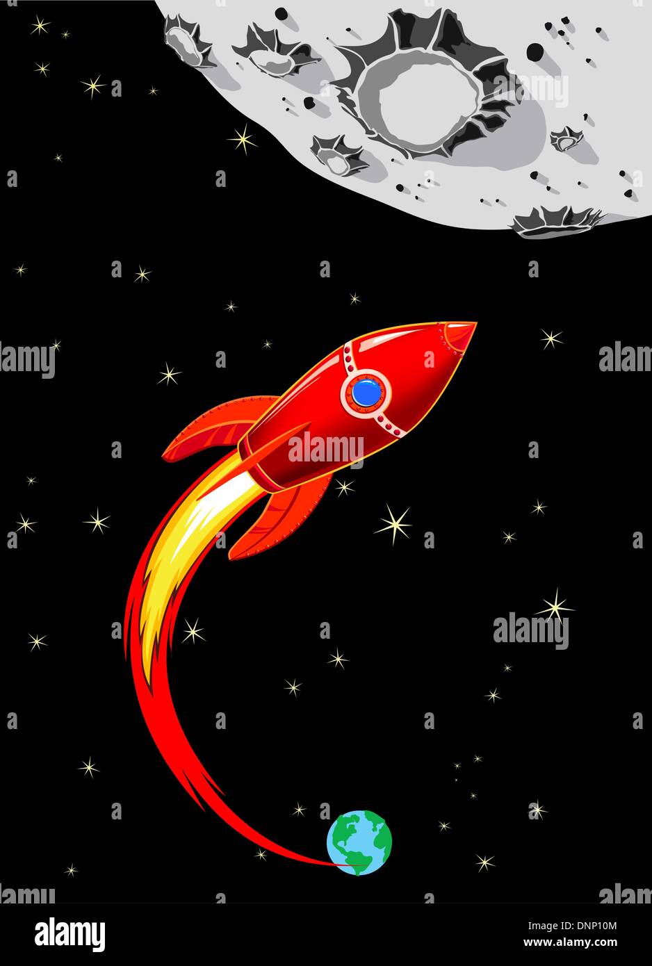 Rocket ship moon cartoon illustration hi-res stock photography and ...