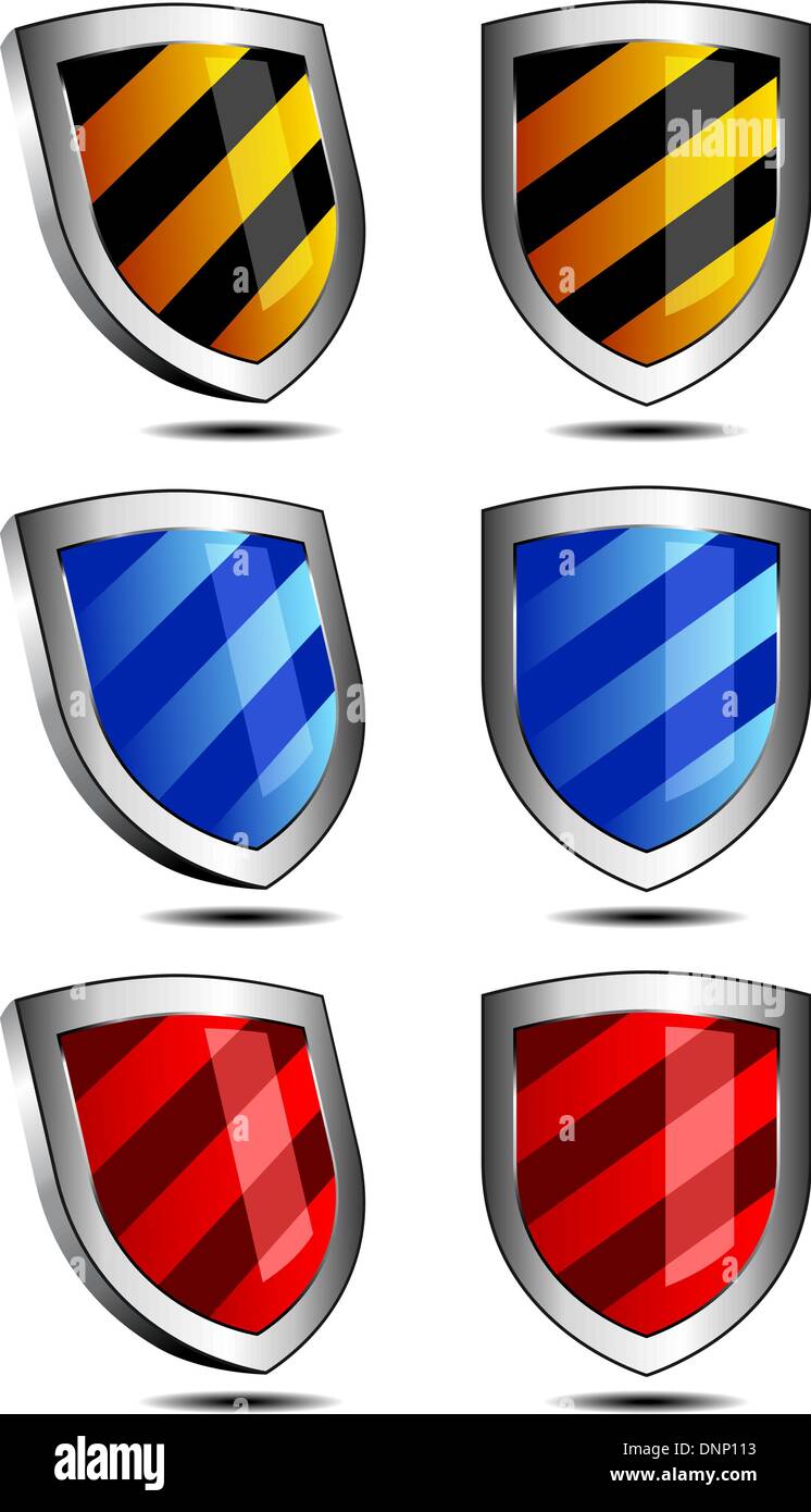 Set of 2D and 3D Shields - antivirus security protection firewall Stock ...