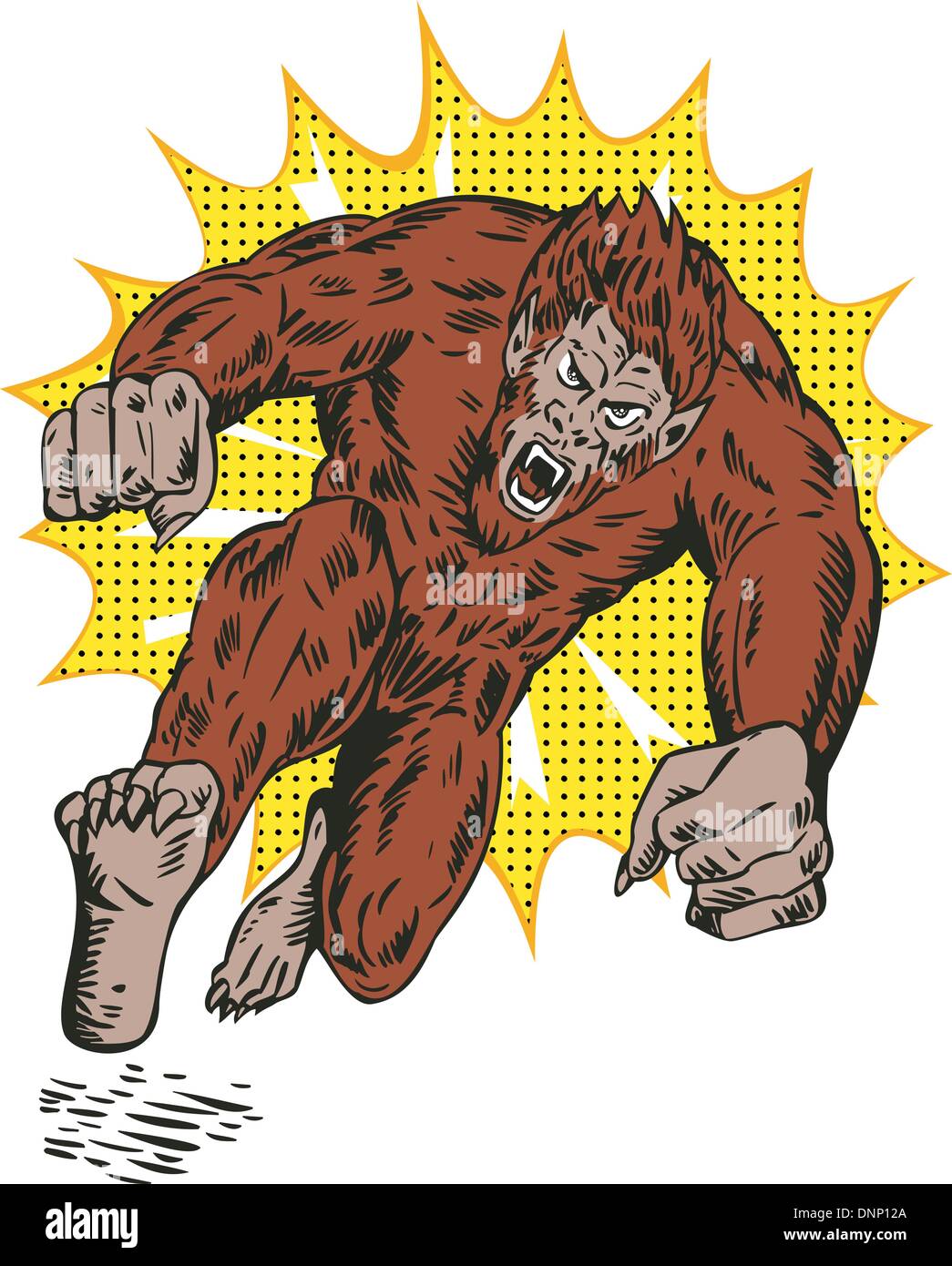 Illustration of a werewolf monster attacking on isolated white ...